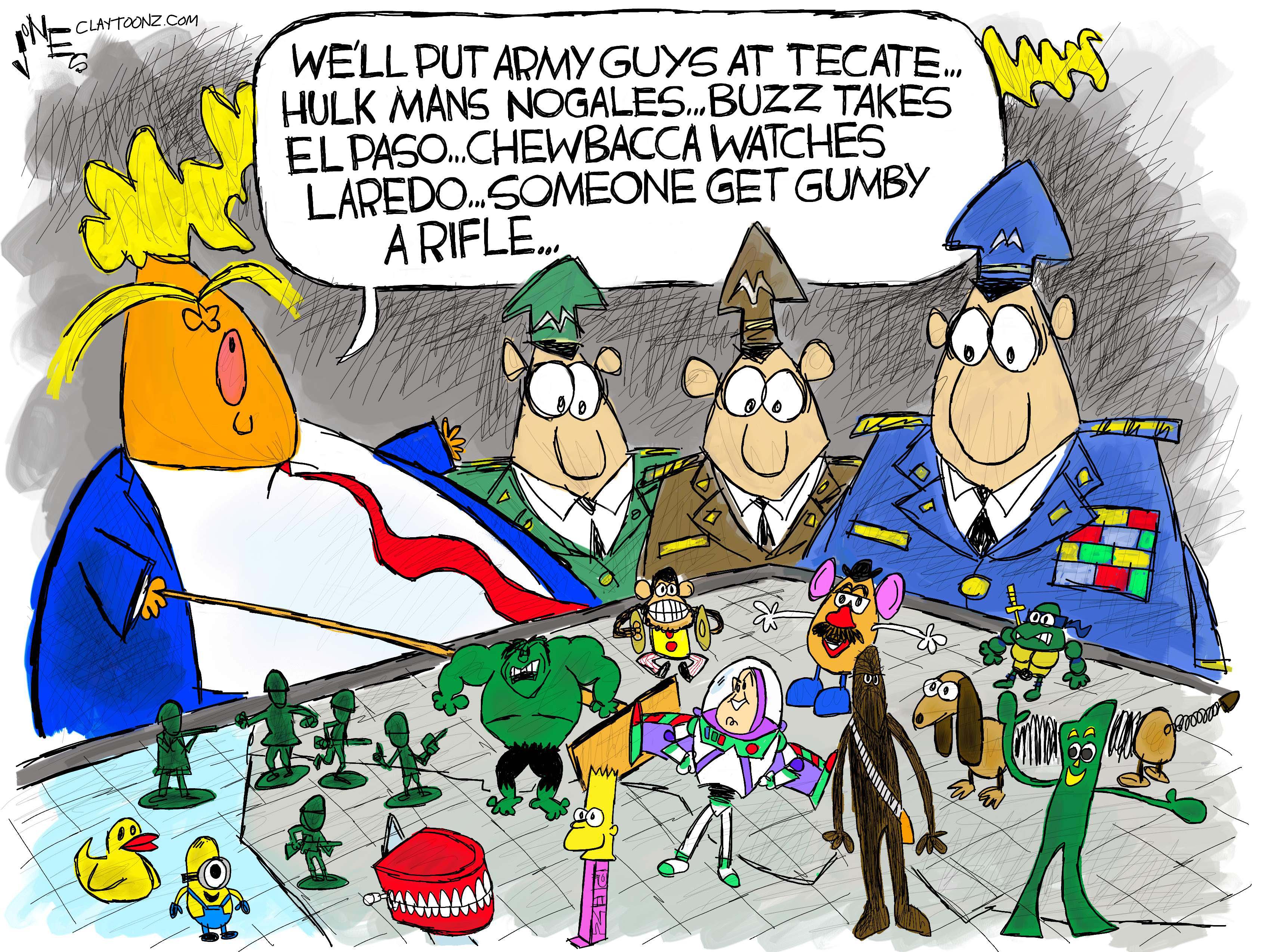 Trump Toys With The Border – CLAYTOONZ